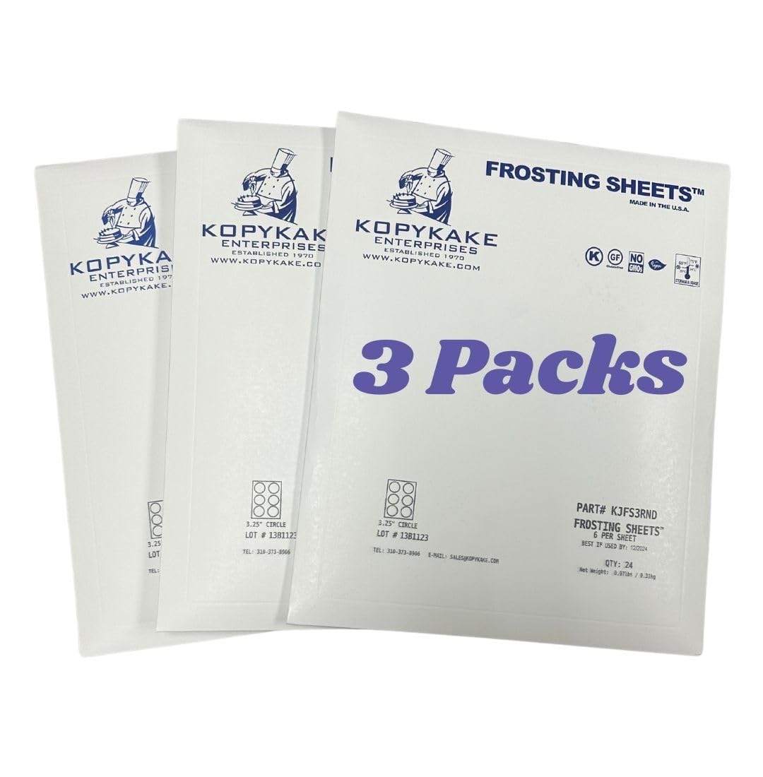 Kopykake Frosting Sheets (3'' Round Circles) - 72 Sheets (3 Packs) - P ...