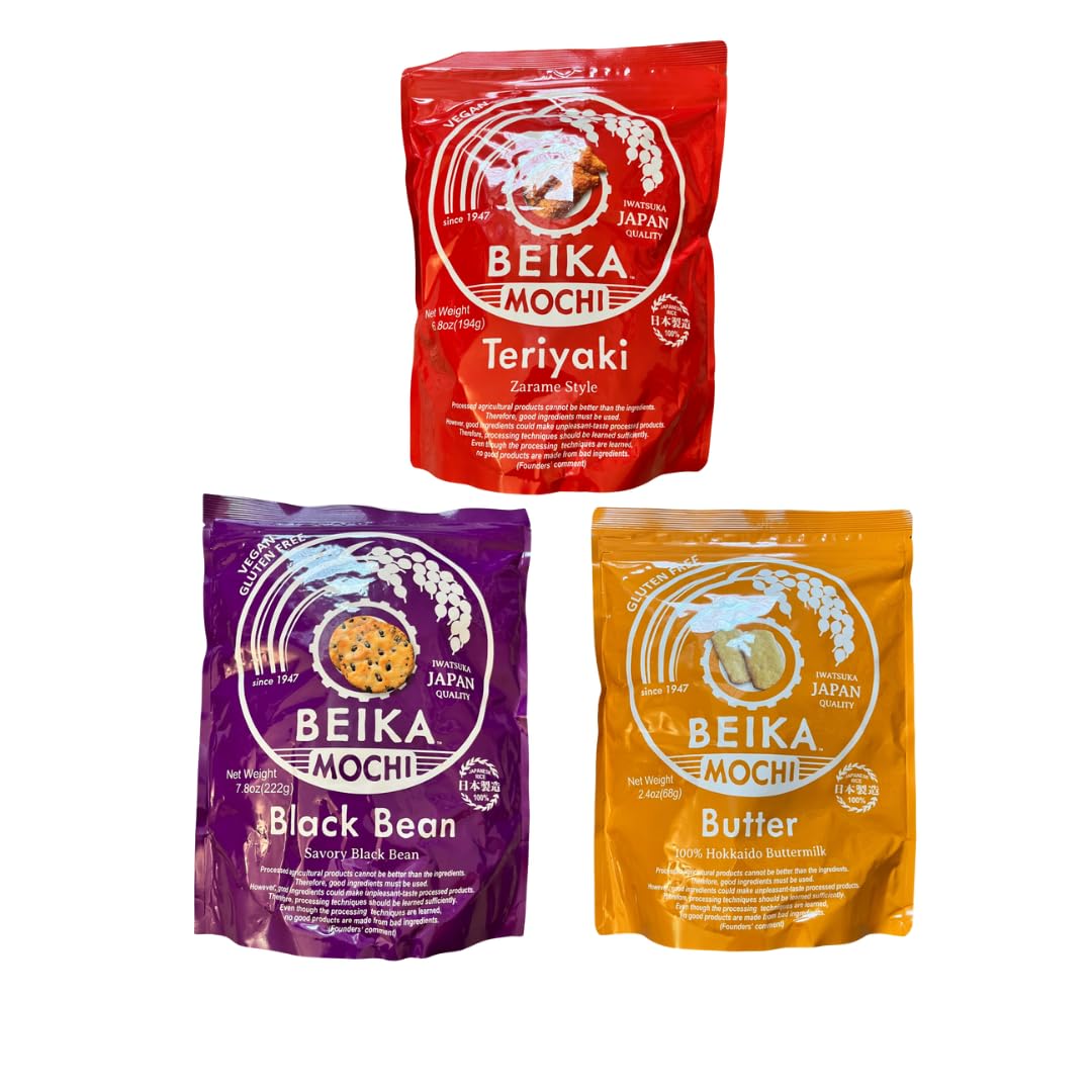 Beika Mochi | Crispy Rice Crackers | Butter, Teriyaki And Black Bean B ...