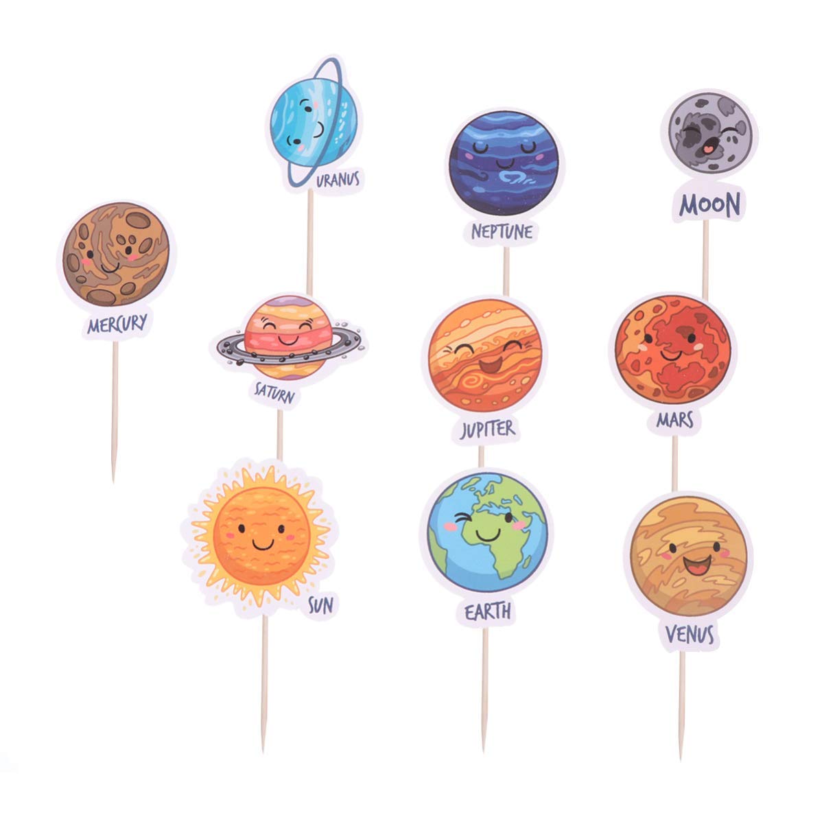 Imagitek 30 Pcs Solar System Outer Space Universe Cupcake Toppers Pick ...
