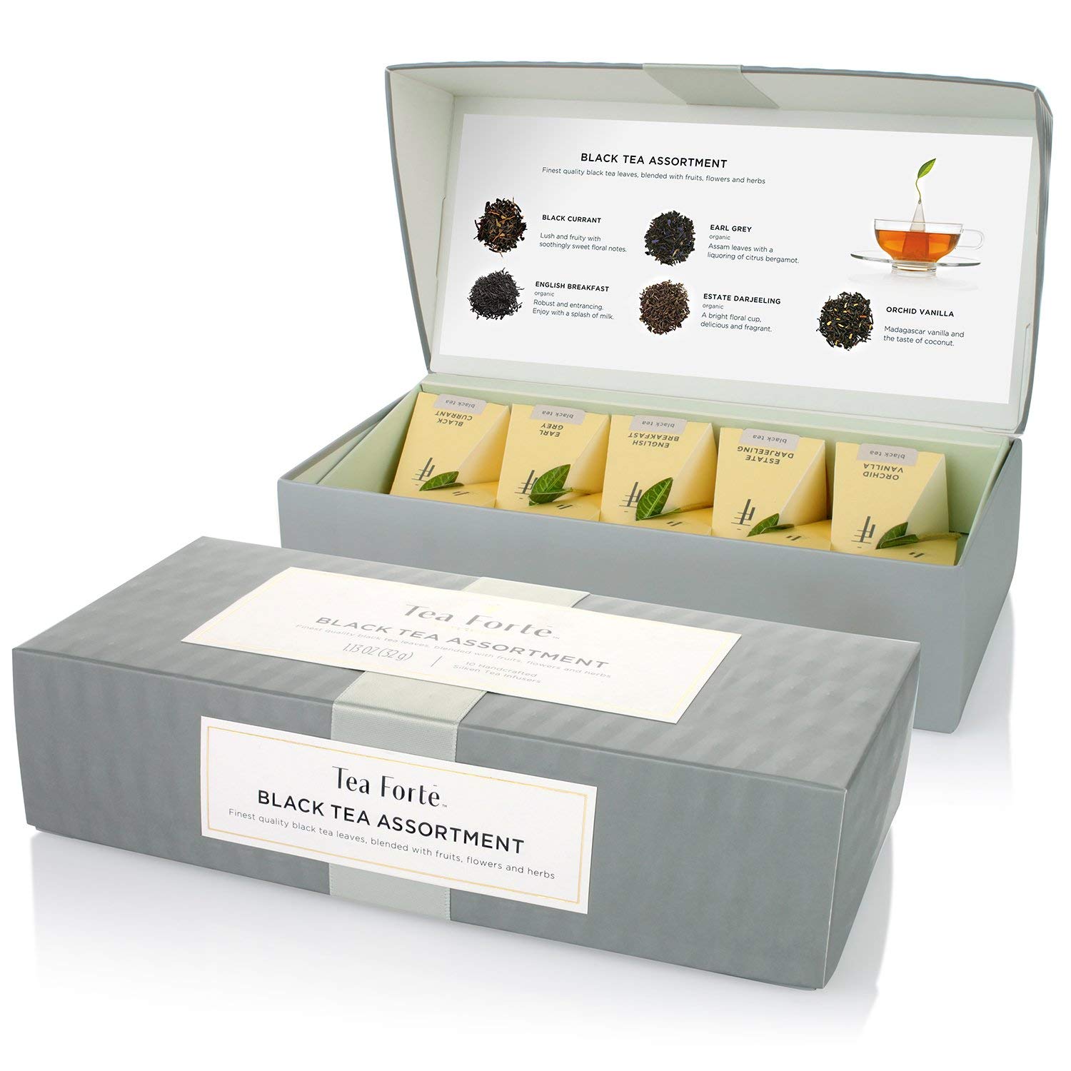 Tea Forte Assorted Black Tea Gift Set, 10 Count Sampler, Handcrafted P ...
