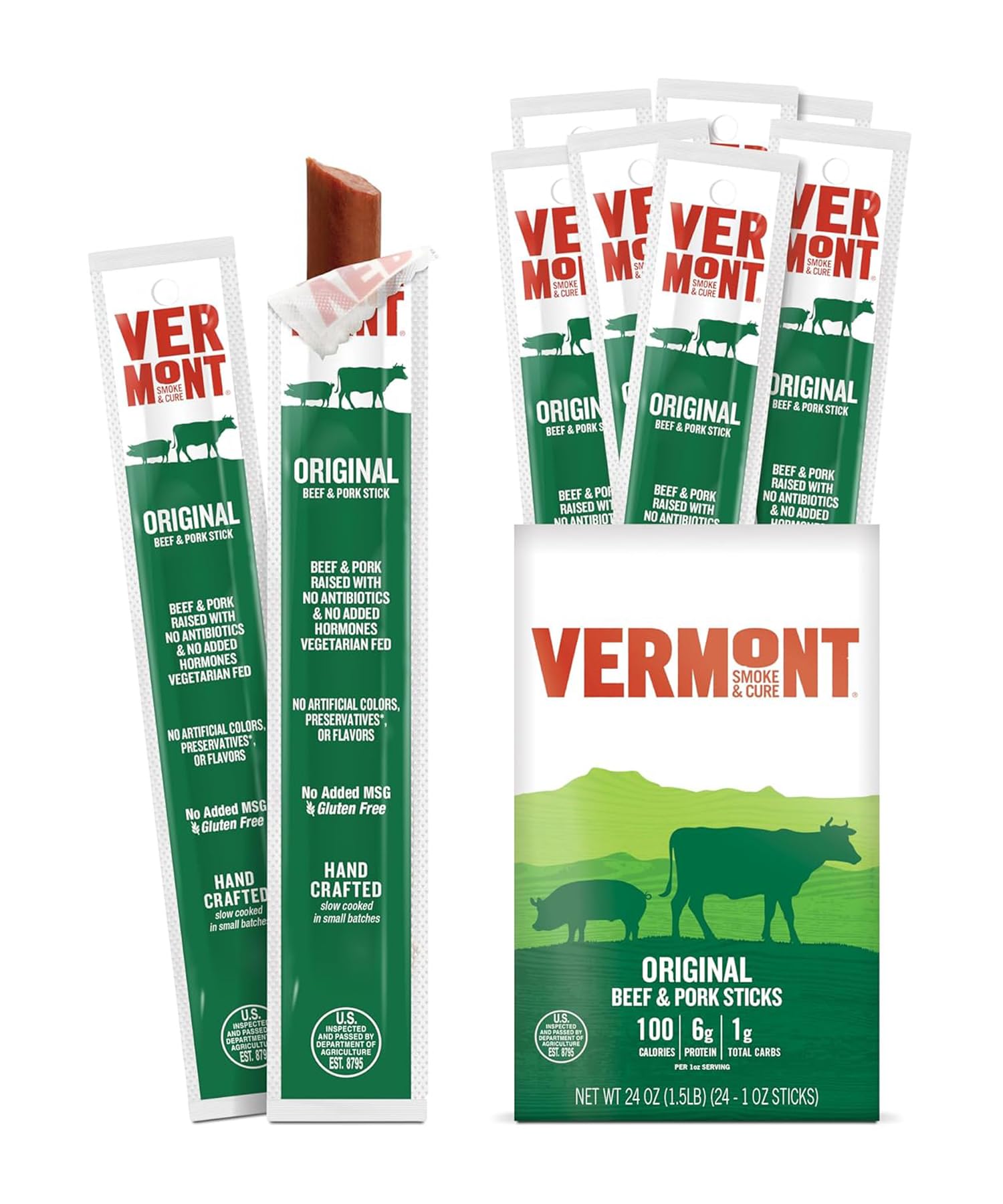 Snack Sticks By Vermont Smoke & Cure - Original Flavor - Beef & Pork ...