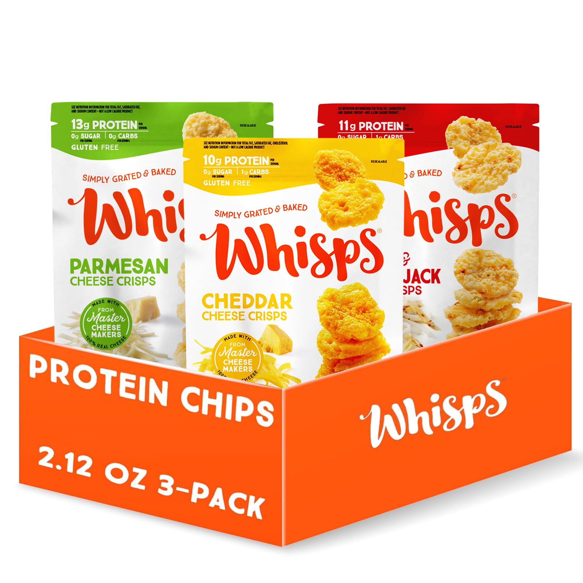 Whisps Cheese Crisps Variety Pack | Protein Chips | Gluten Free, High ...