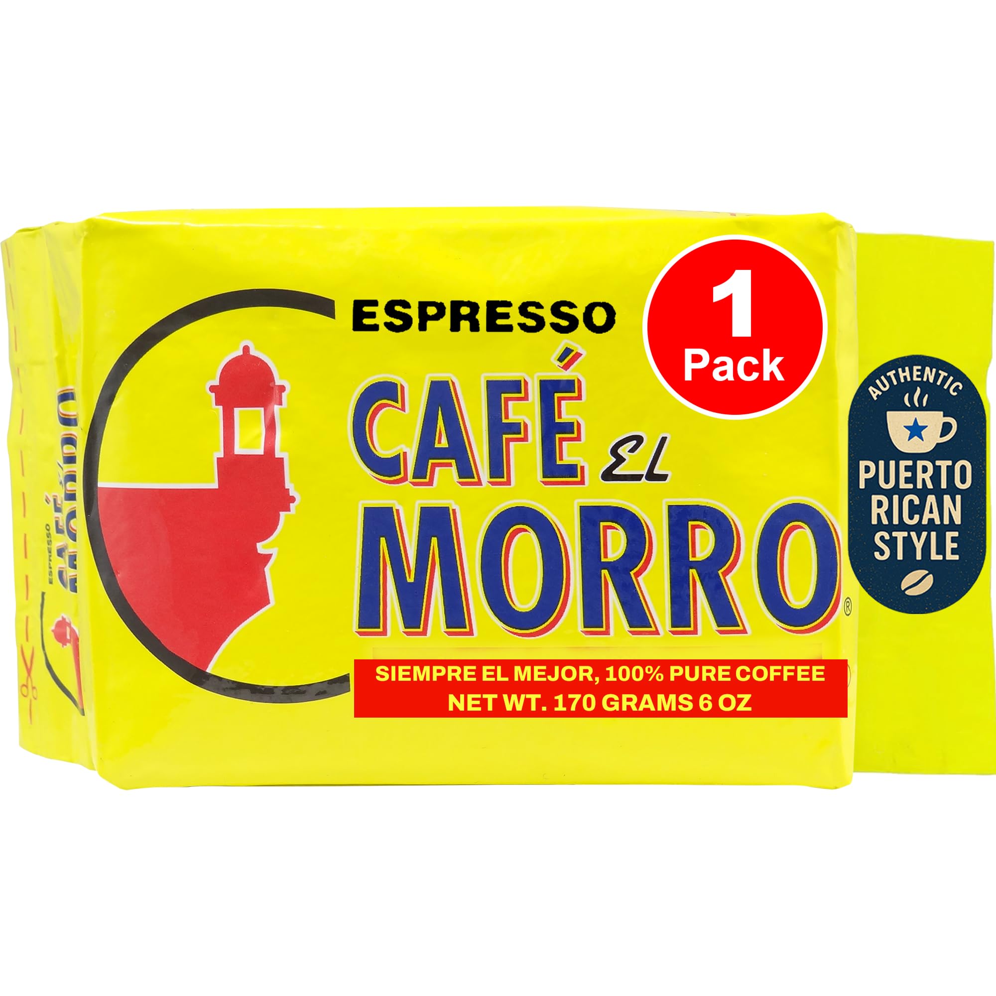 Cafe El Morro Dark Roast Espresso Ground Coffee, Vacuum Sealed, 6 oz ...