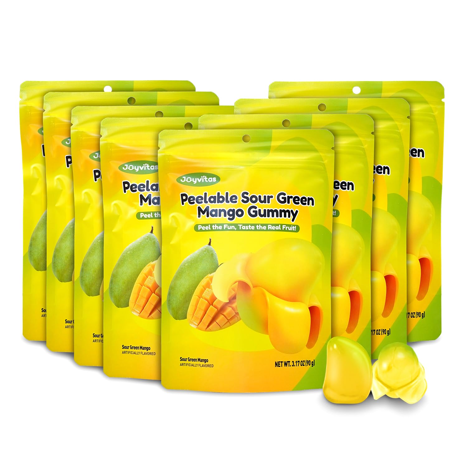 Joyvitas Peelable Gummy Green Mango Candy - Low Sugar, Individually Wr ...
