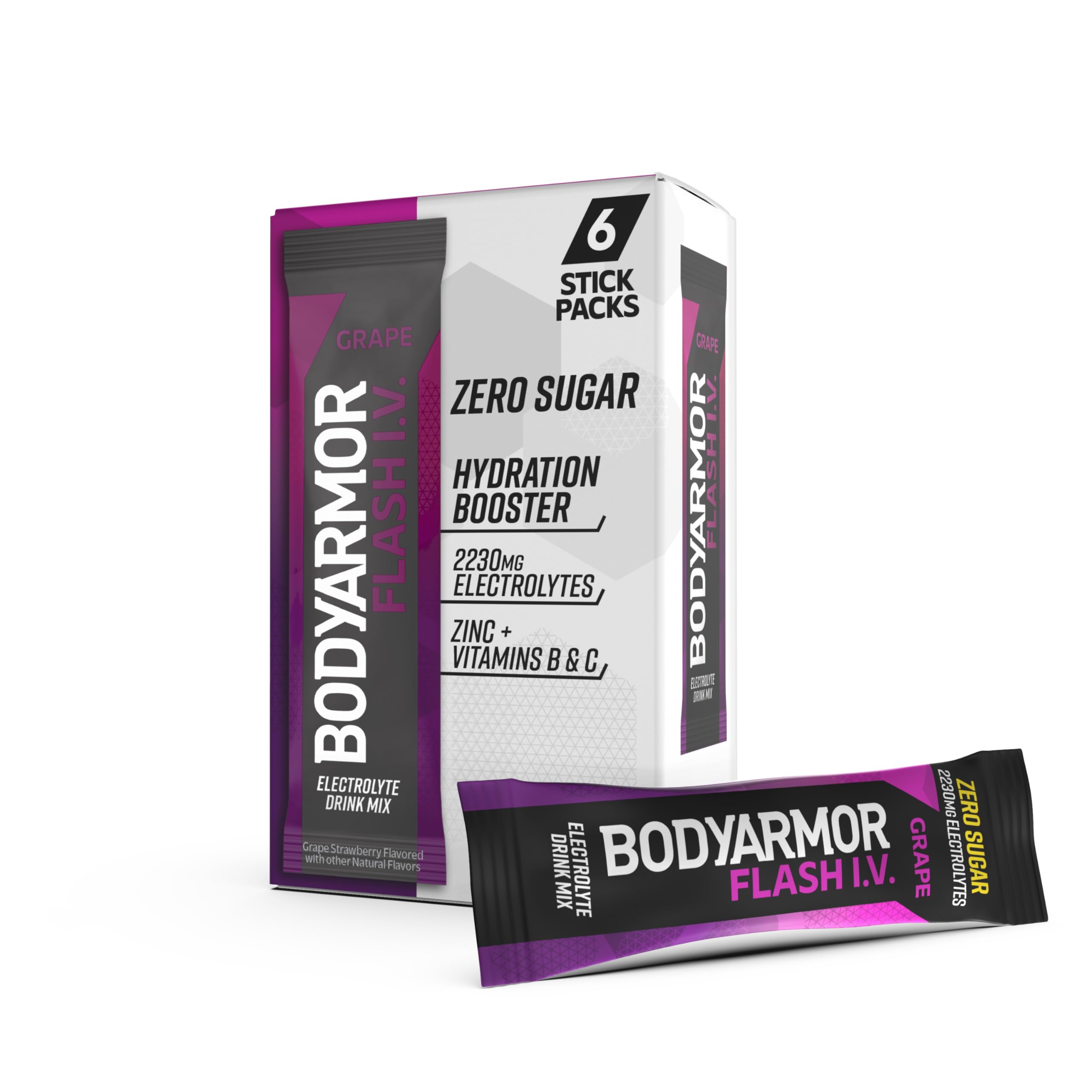 Bodyarmor Flash Iv Electrolyte Packets, Grape - Zero Sugar Drink Mix ...
