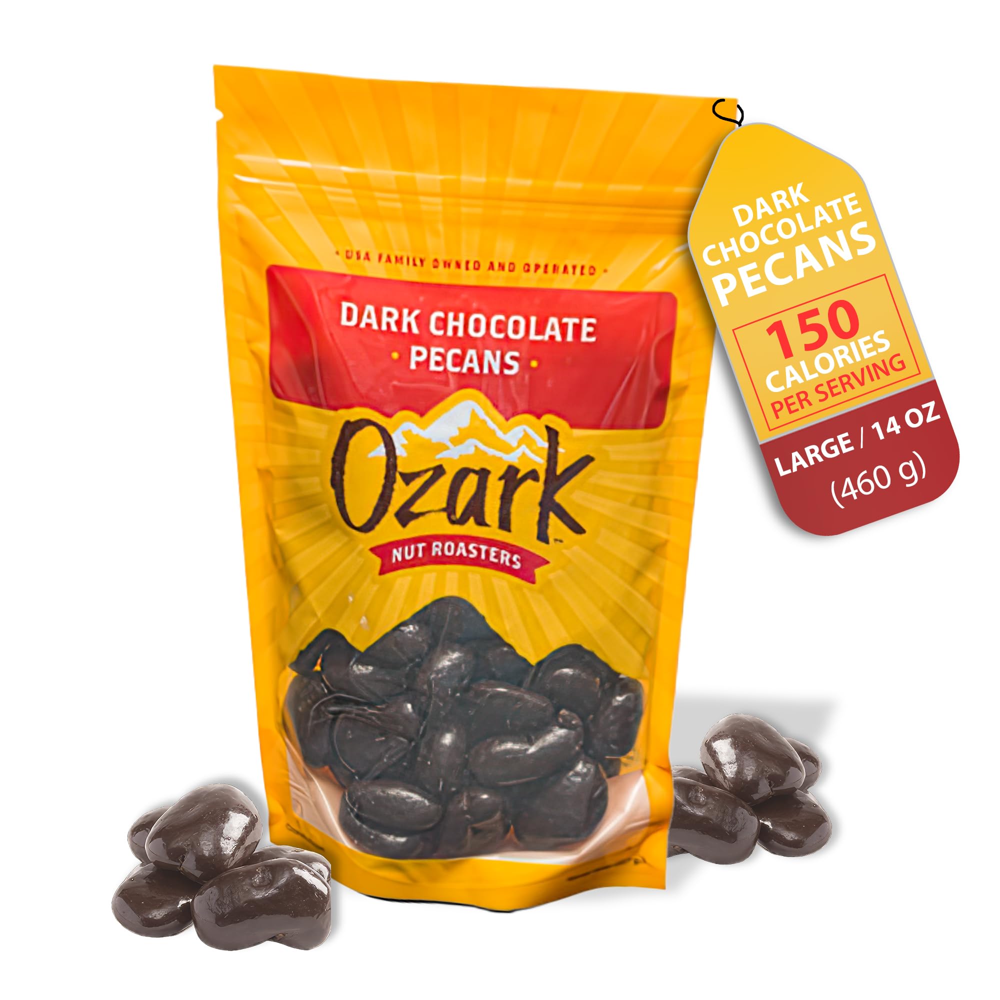 Ozark Nut Roasters Dark Chocolate Pecans, Gourmet Candied Nuts, Reseal ...