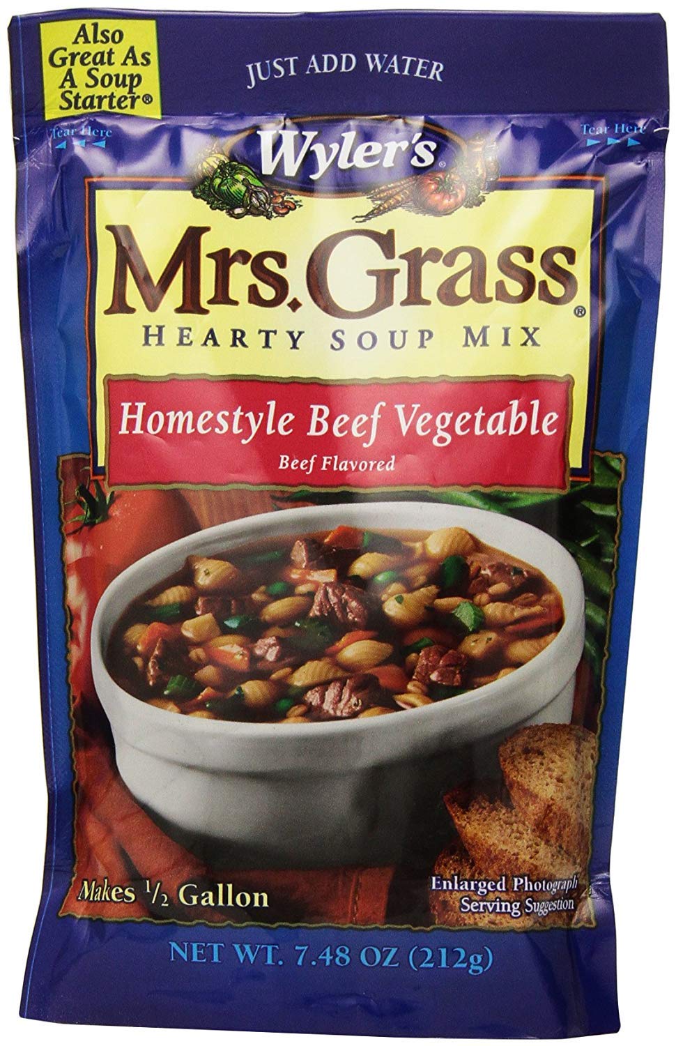 Mrs. Grass Beef Vegetable Hearty Homestyle Soup Mix (7.48oz Cans, Pack ...