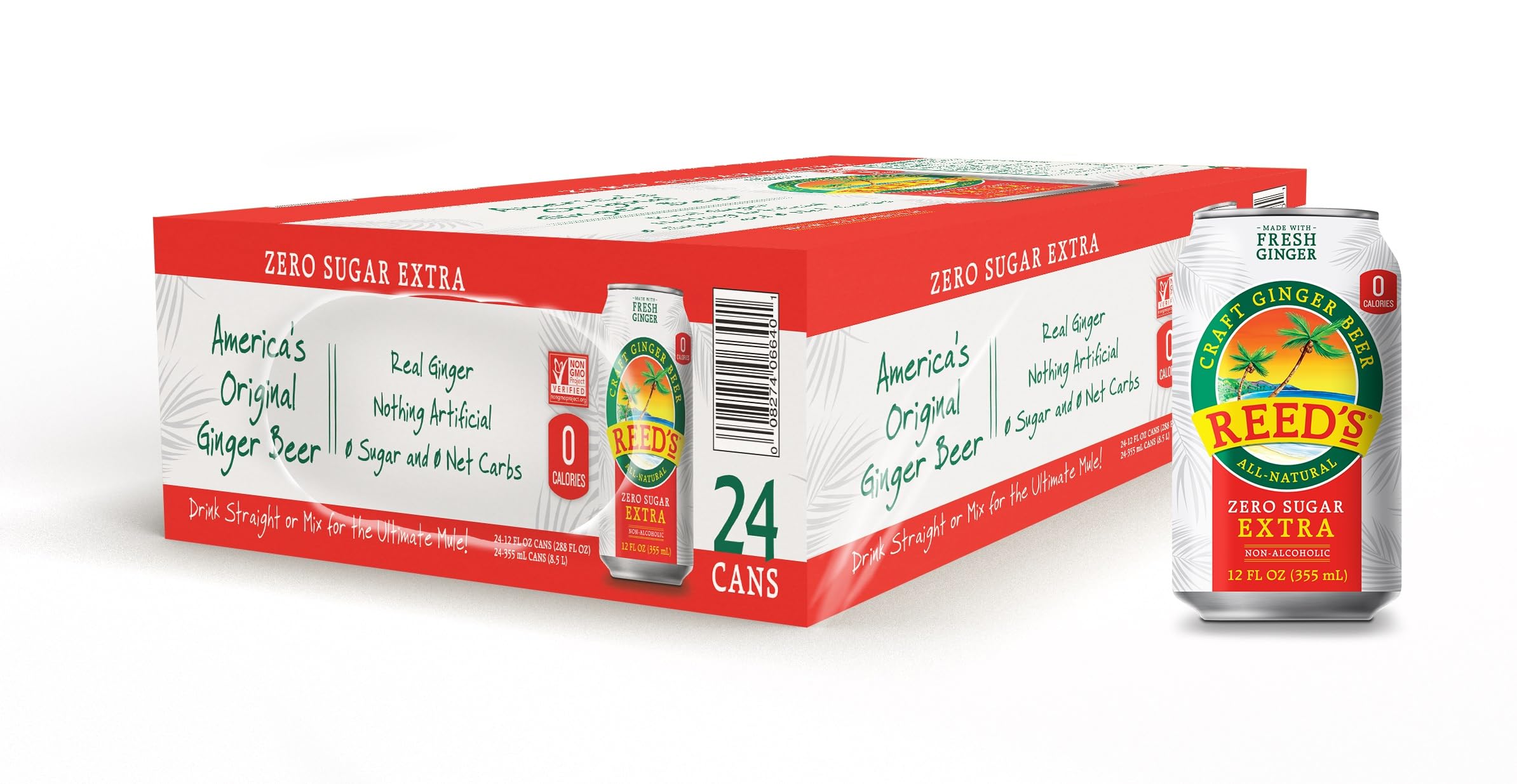 Reeds Zero Sugar Extra Ginger malt-inspired - Crafted with Fresh Ginge ...