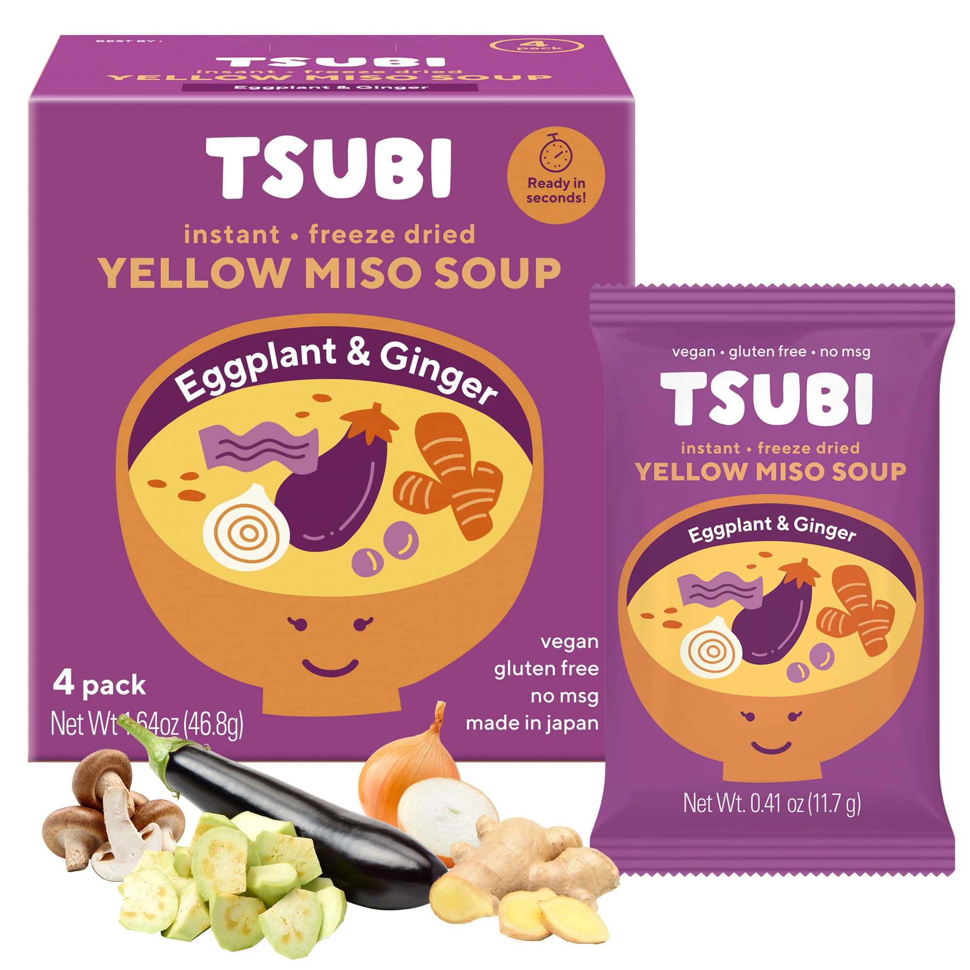 Tsubi Soup Freeze-Dried Miso Soup Packets - Vegan, Gluten & MSG-Free ...