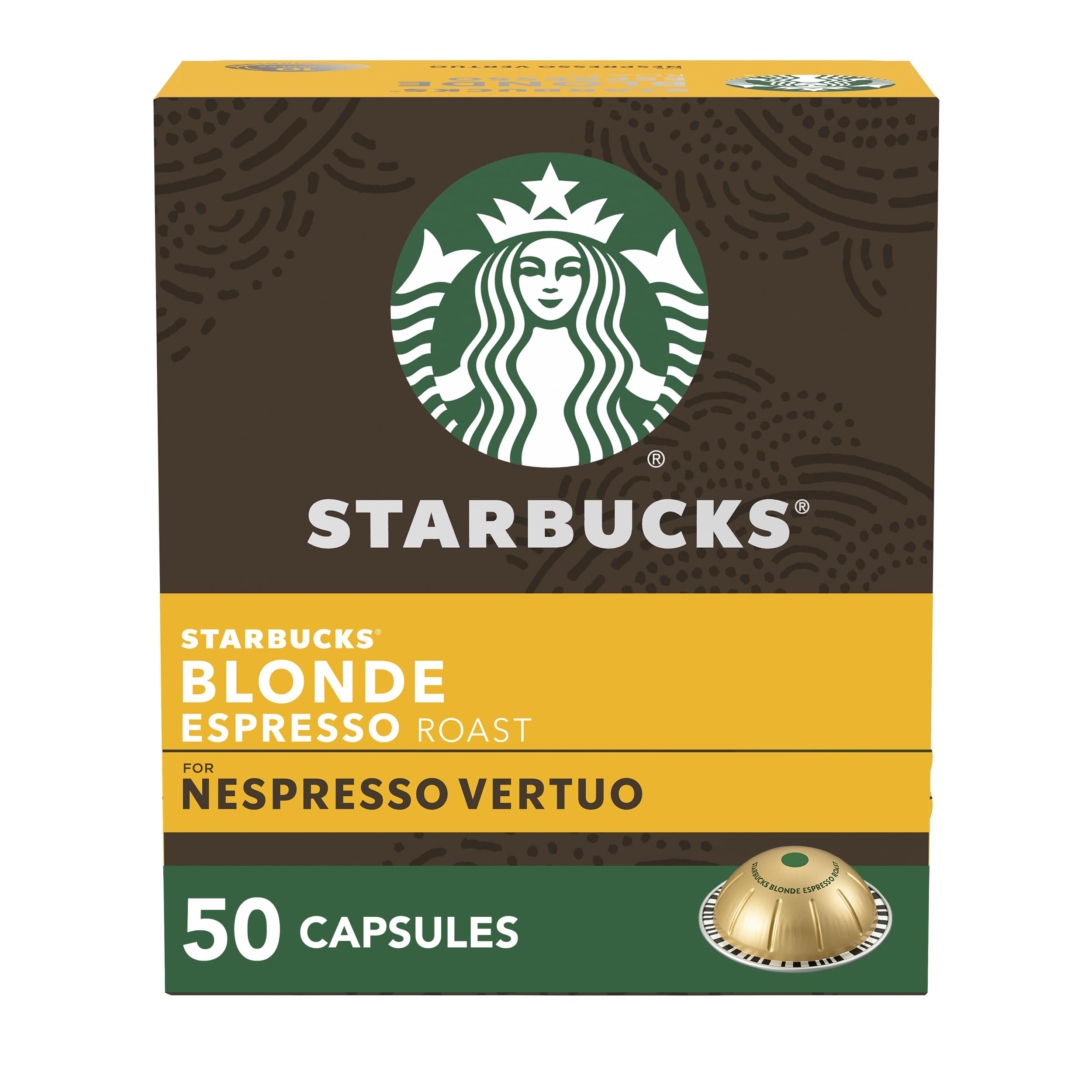 Starbucks by Nespresso Vertuo Blonde Roast Espresso Pods, 50-count, Mo ...