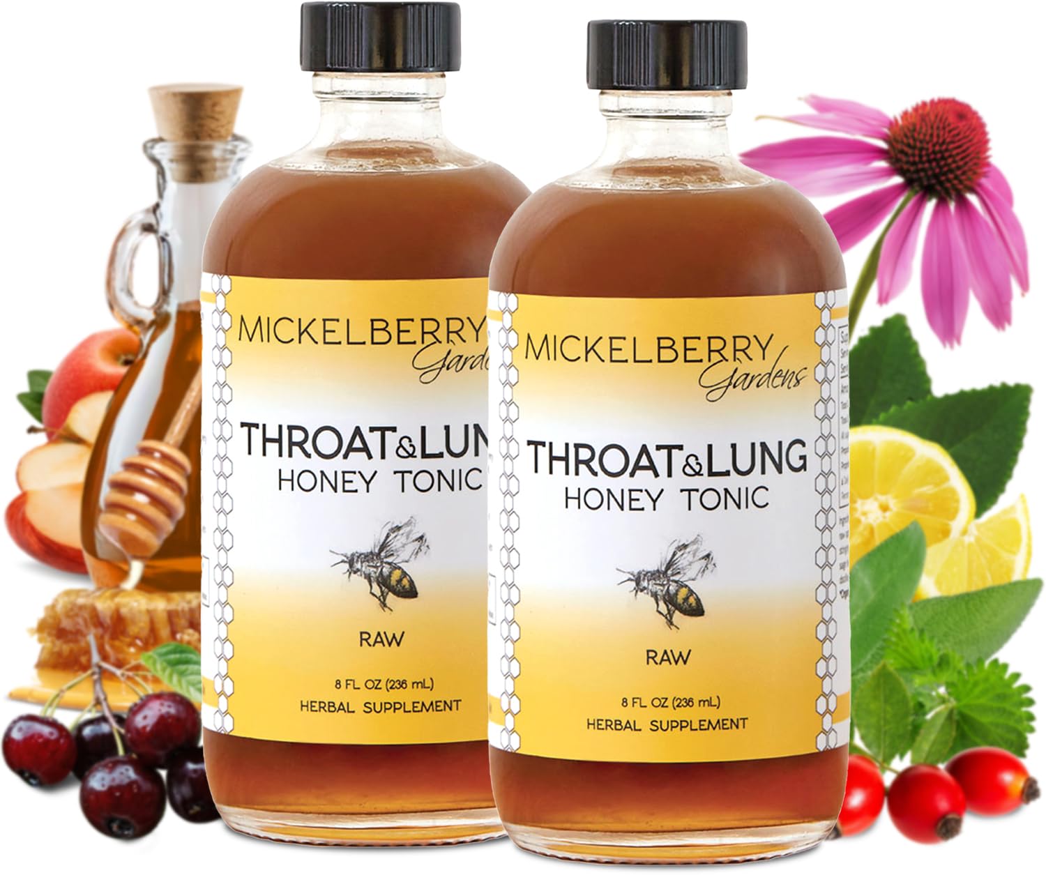 Mickelberry Gardens Throat & Lung Honey Tonic, Wellness Syrup, 8 oz (P ...