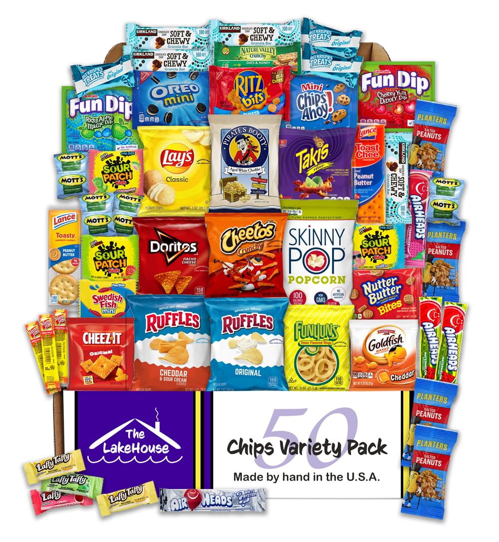 The LakeHouse Chips Variety Pack - 50 Count Gift Basket, Individually ...