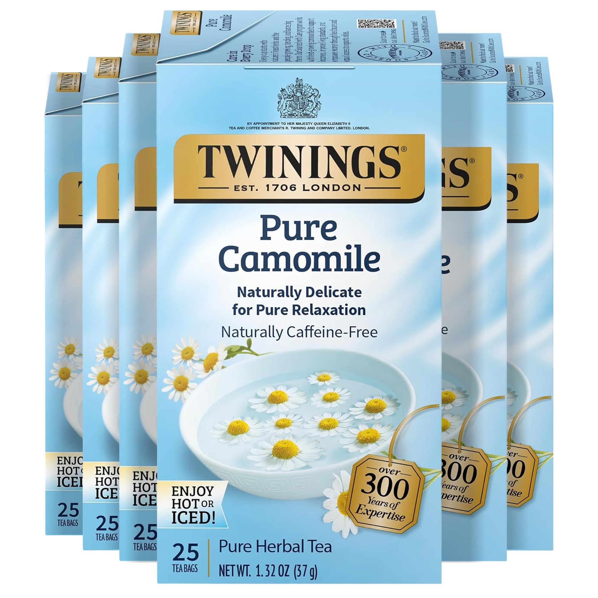 Twinings Herbal Tea, Pure Camomile, Caffeine-Free, 25 Count (Pack of 6 ...