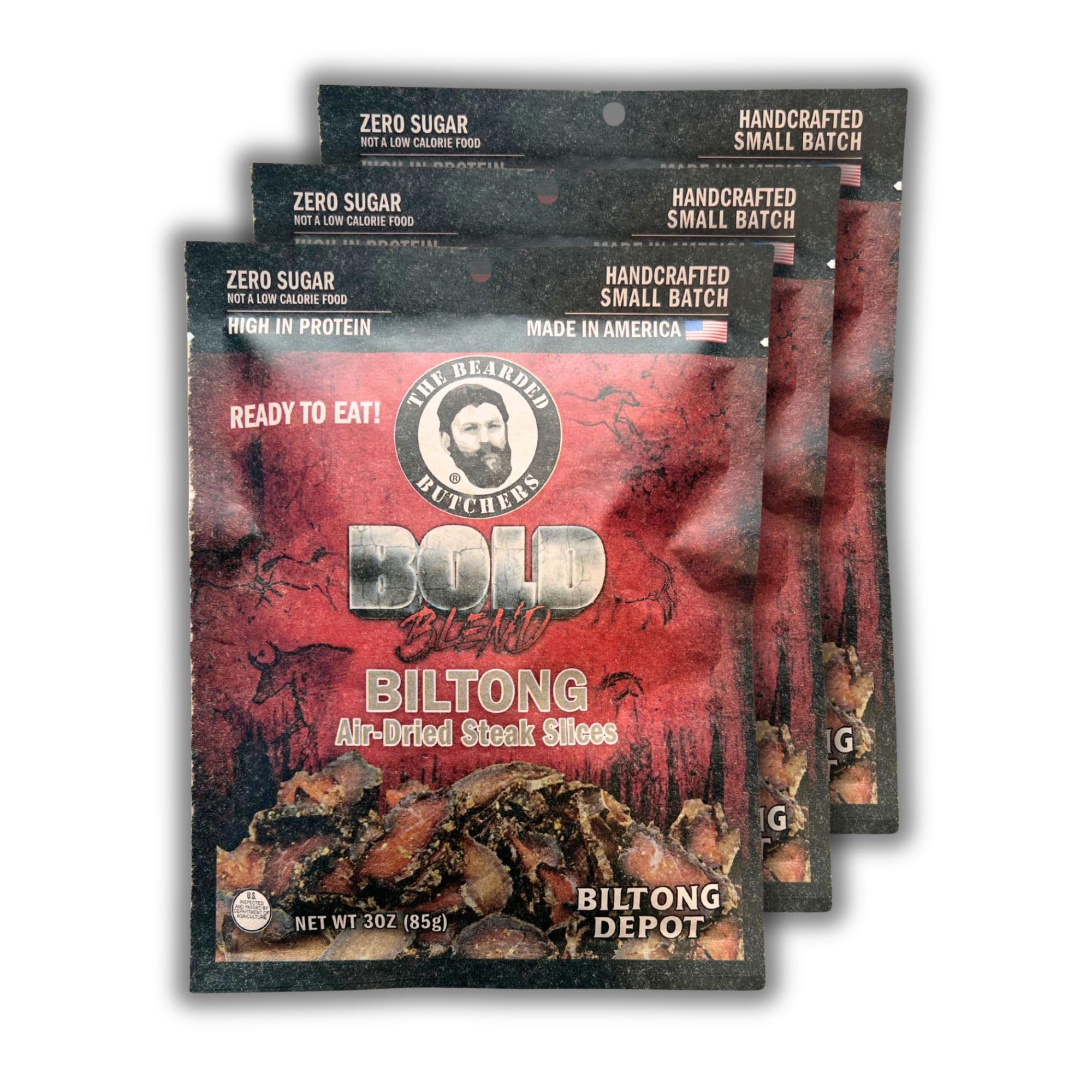 BEARDED BUTCHER BOLD BLEND BILTONG - High Protein, Low Fat, Gluten-Fre ...