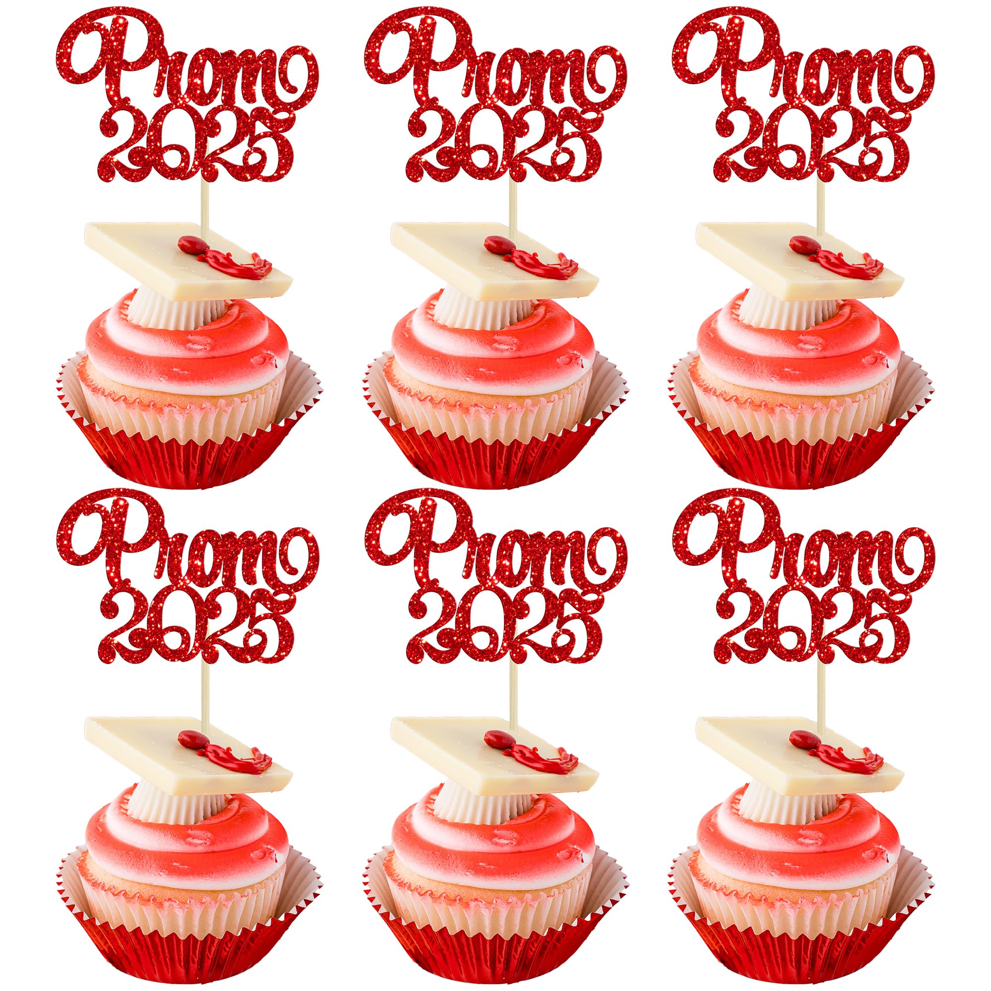 Gyufise 24Pcs Prom 2025 Cupcake Toppers 2025 Graduation Cupcake Picks ...