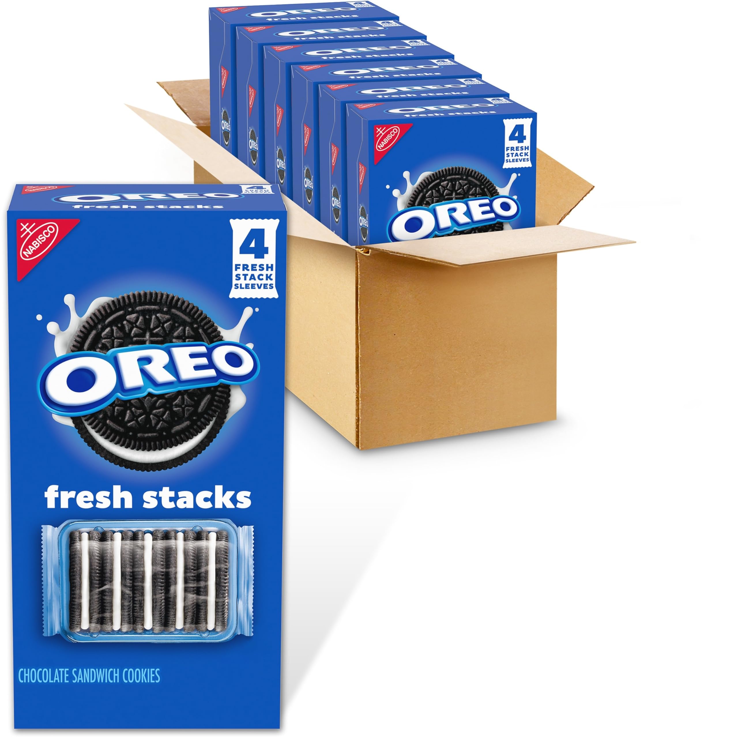 Oreo Fresh Stacks Chocolate Sandwich Cookies, Bulk Travel Snacks, 6 Bo ...