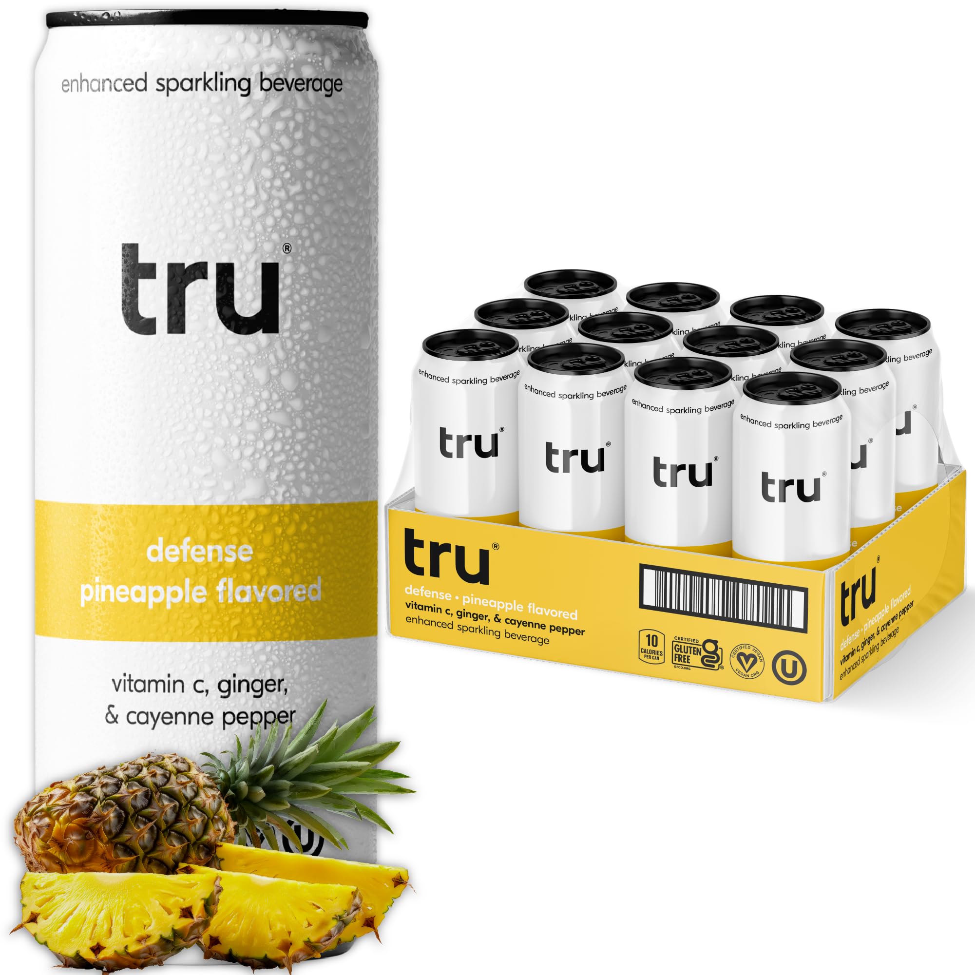Tru Defense Sparkling Water with Vitamin C & Ginger Extract, 12 FL OZ ...