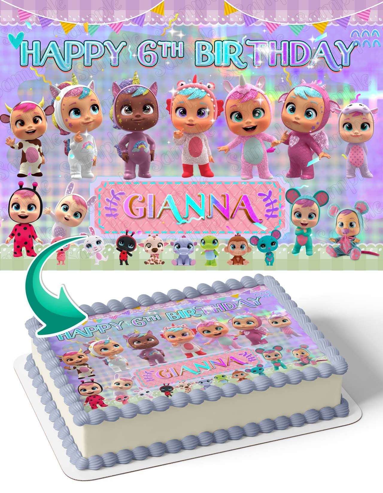 Generic Cakecery Cry Babies Dolls Edible Cake Topper - 8 x 11 Paper Bi ...