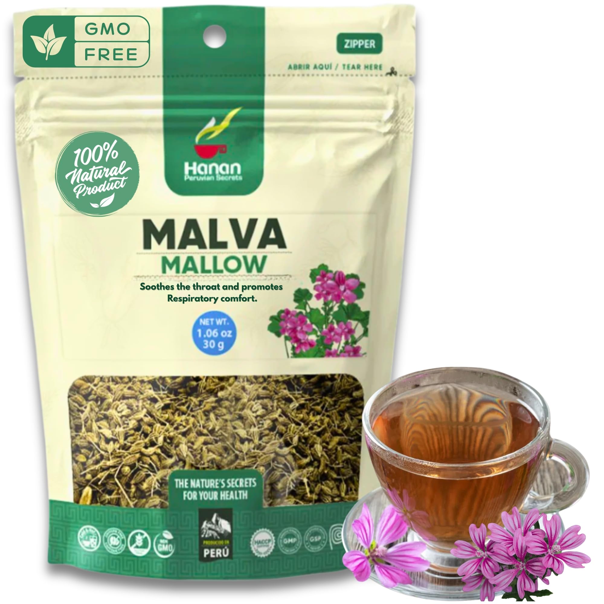 Hanan Loose Leaf Herbal Tea, Malva (Mallow), 1.1oz / 30g Dried Leaves ...
