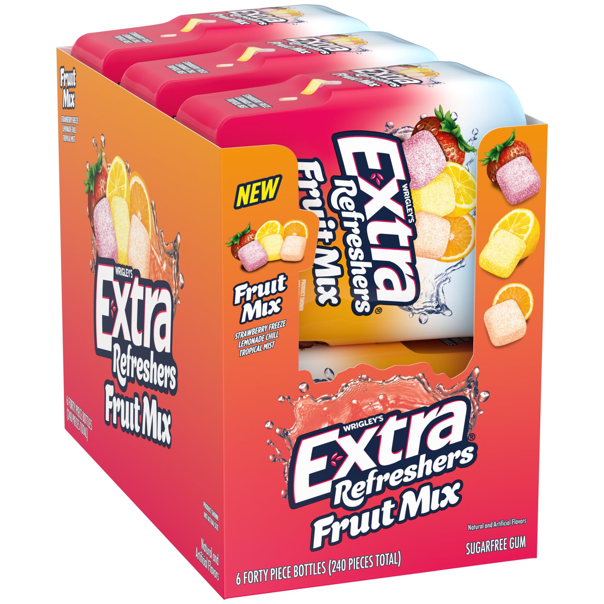Extra Gum Refreshers Sugar-Free Chewing Gum, 40 Count Bottle, Assorted ...