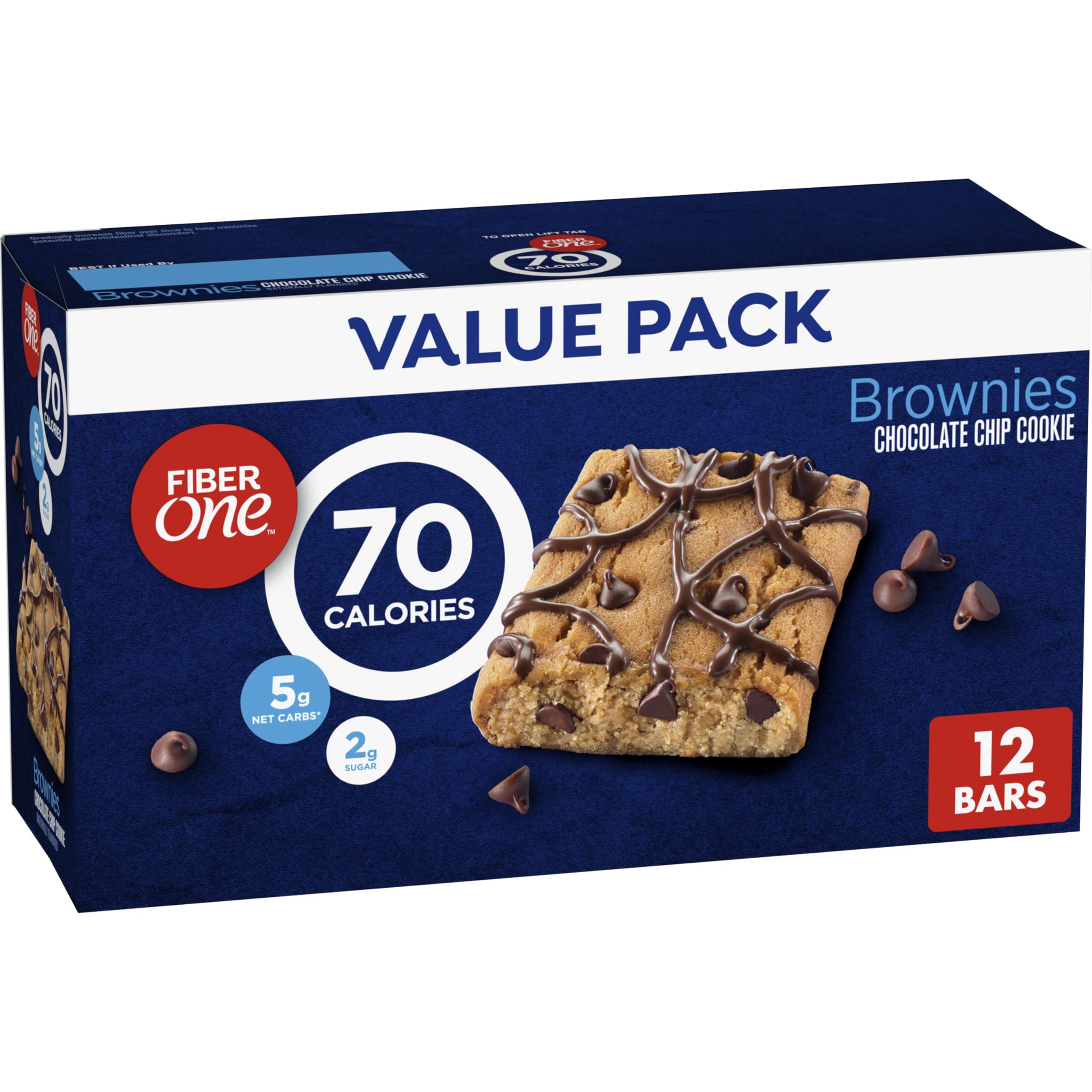 Fiber One Brownies, Chocolate Chip Cookie, 70 Cal, 2g Sugar, Value Pac ...