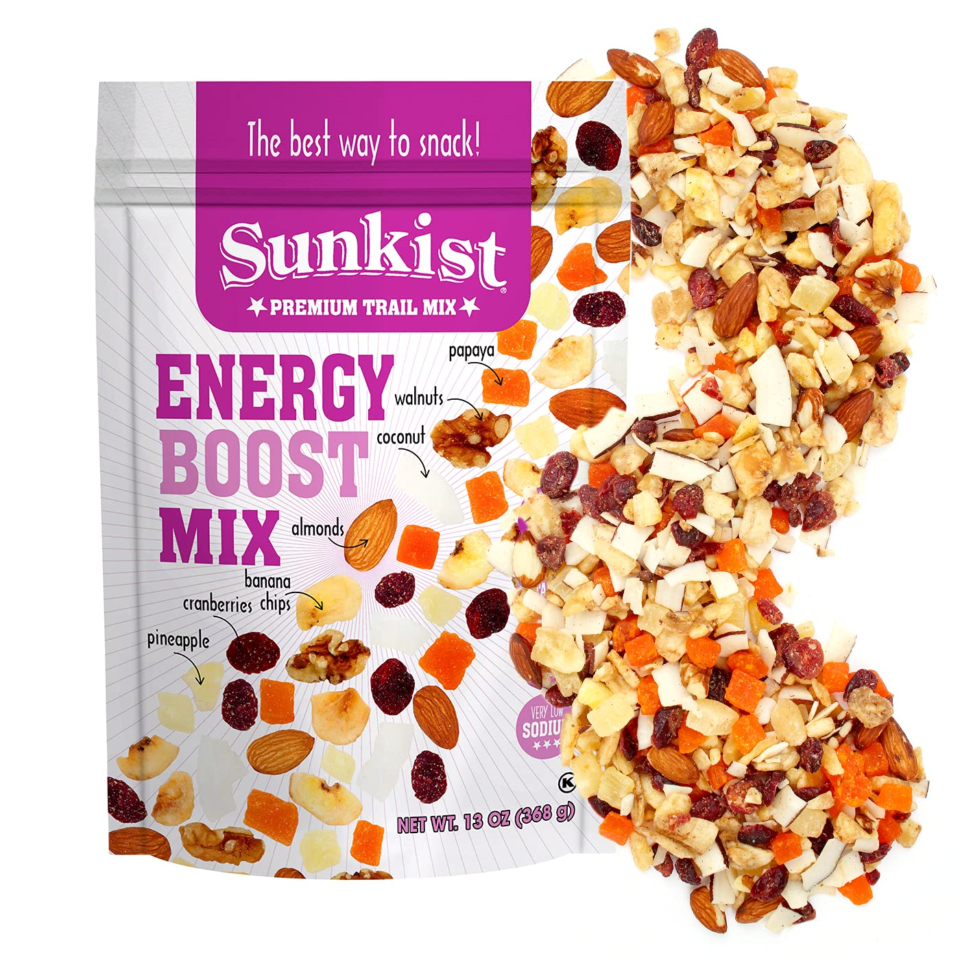 Sunkist Energy Boost Trail Mix - Fruit And Nut Mix, Low Sodium, Gluten ...