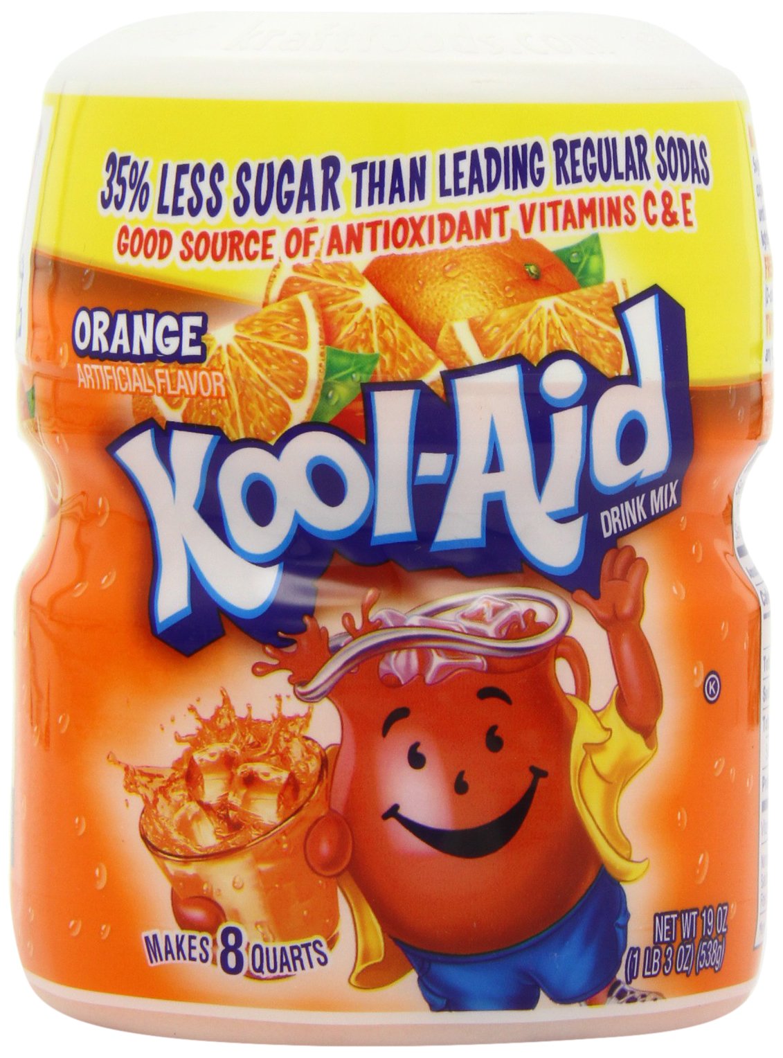 Kool-Aid Drink Mix, Sugar Sweetened Orange, 19-Ounce Container (Pack o ...