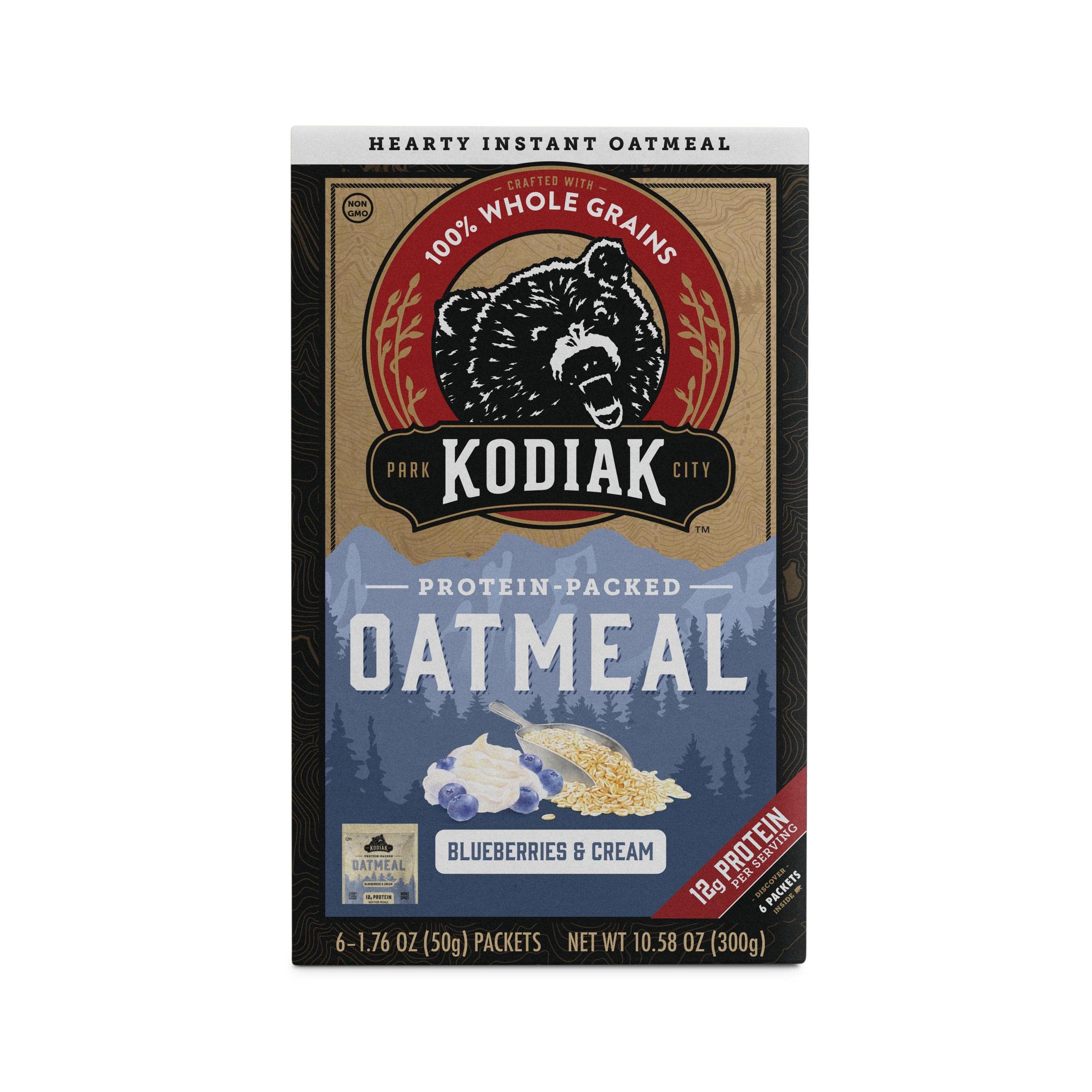 Kodiak Instant Oatmeal Packets, Blueberries & Cream, High Protein, 100% ...