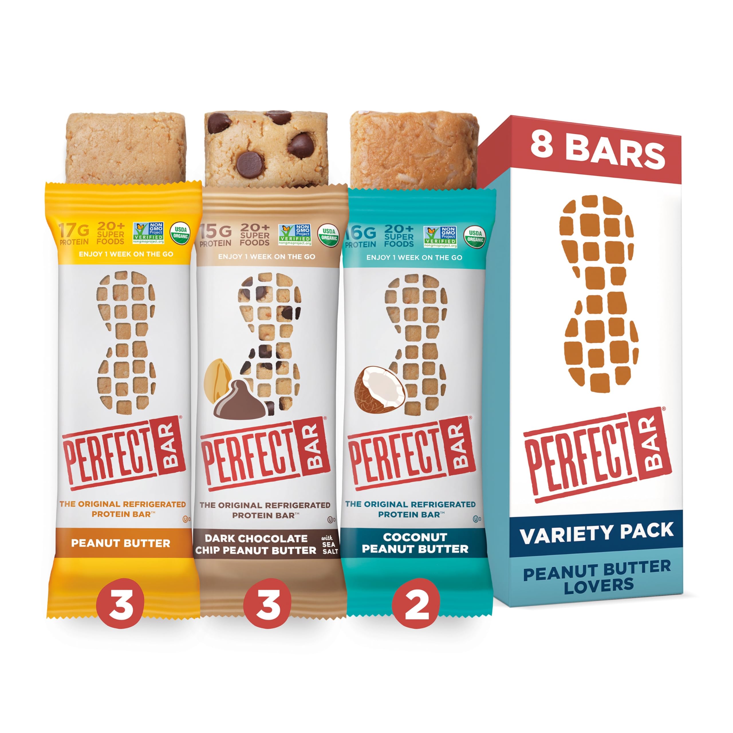 Perfect Bar Original Refrigerated Protein Bar, Peanut Butter Lovers ...