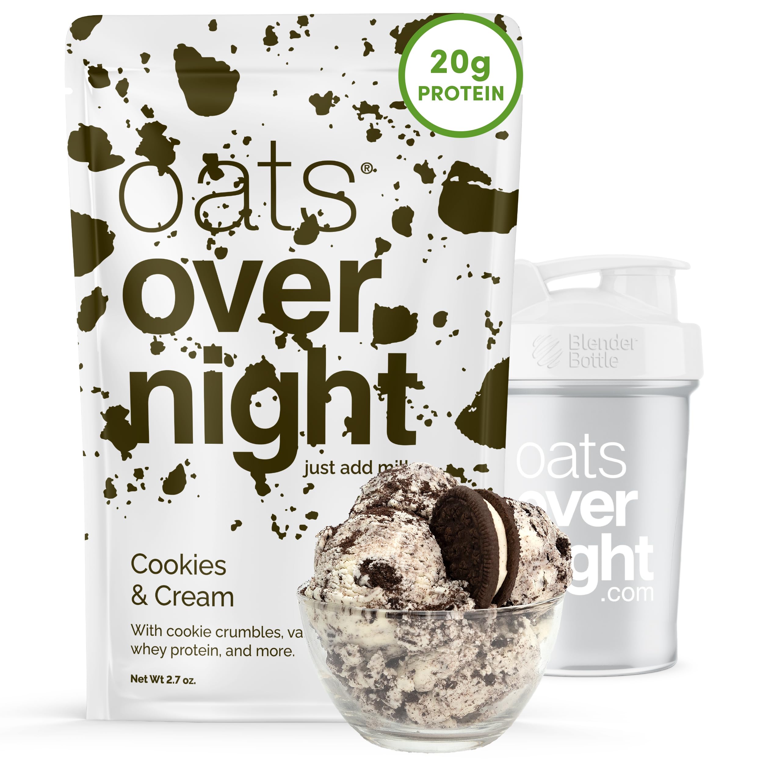 Oats Overnight Cookies & Cream Overnight Oats, 20g Protein, Gluten Fre ...