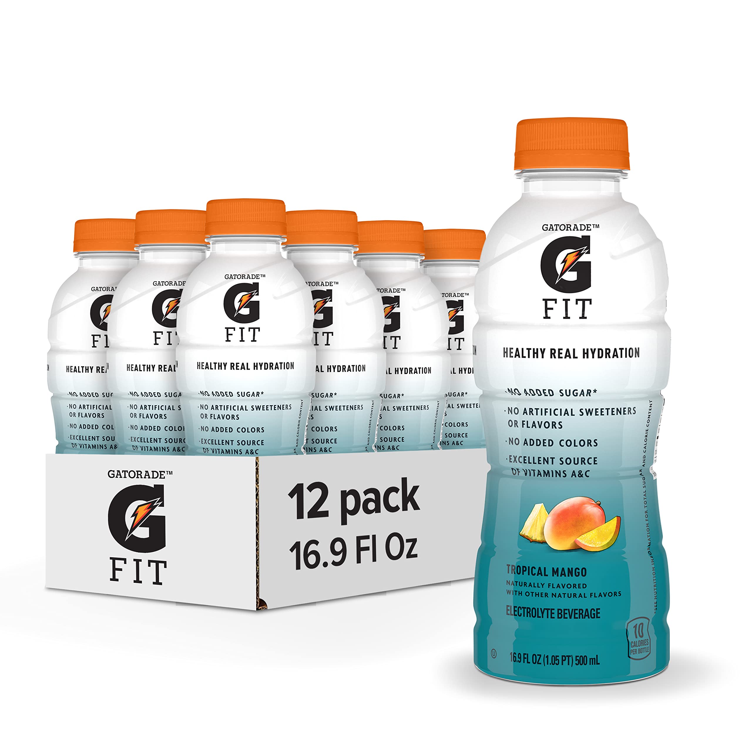 Gatorade Fit Electrolyte Beverage, Tropical Mango, 16.9 oz Bottles, 12 ...