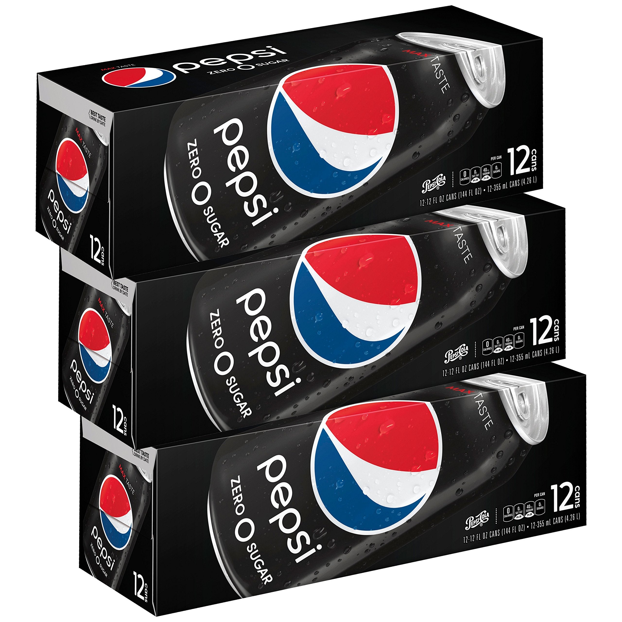 Pepsi Zero Sugar Soda Fridge Pack, 12 fl oz, 36 Cans, Black – Groceryeshop
