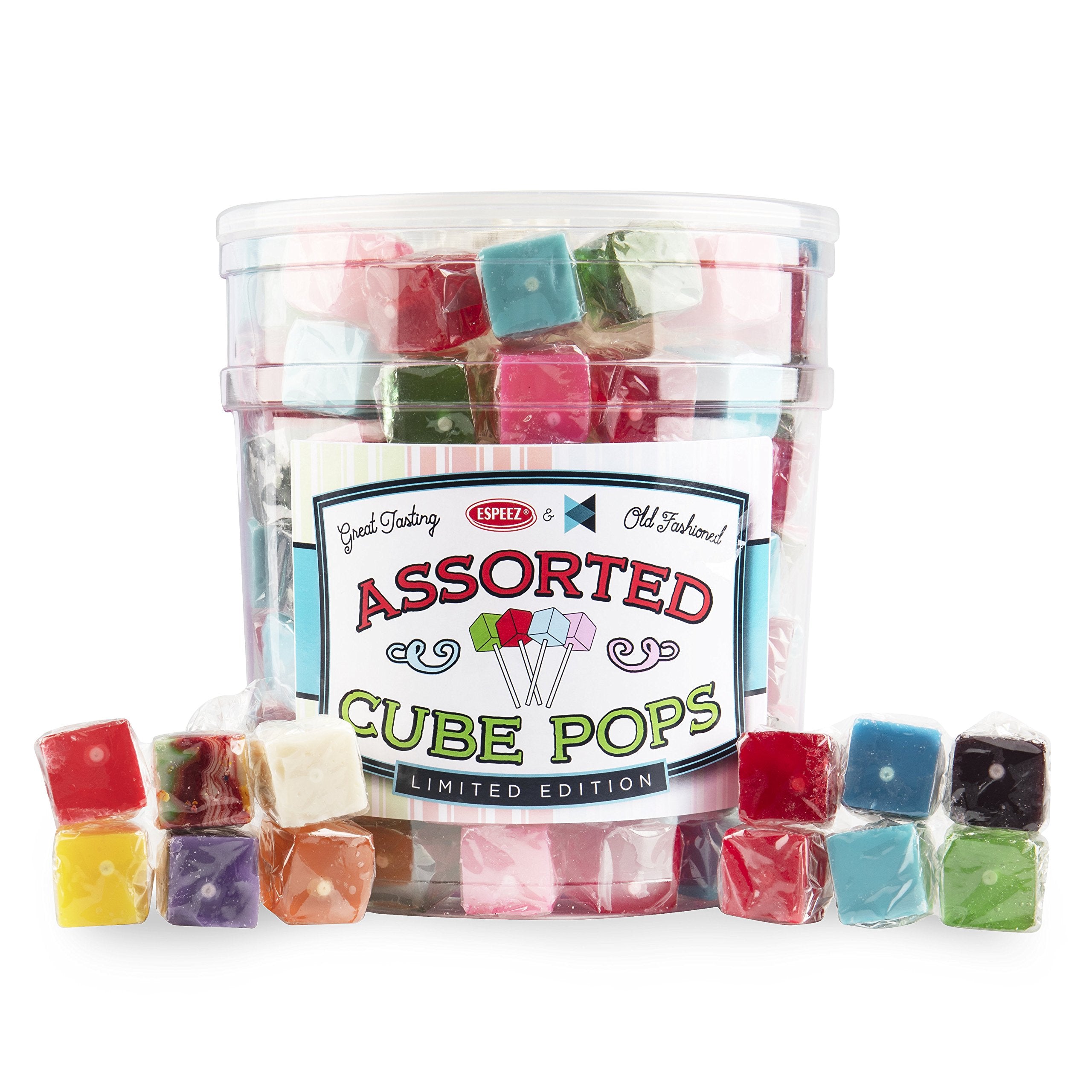 Espeez Hard Candy Cube Lollipops, Assorted Flavors, 100 Count, Individ ...