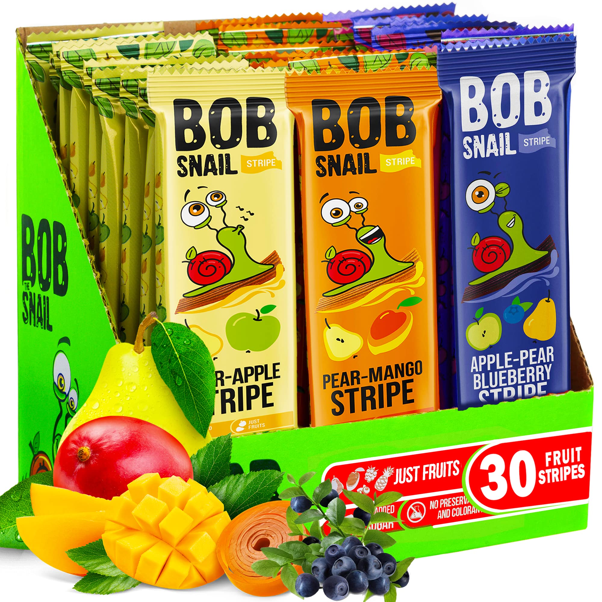 Bob Snail Snacks Variety Pack - 30 Healthy Fruit Snacks, Gluten-Free ...