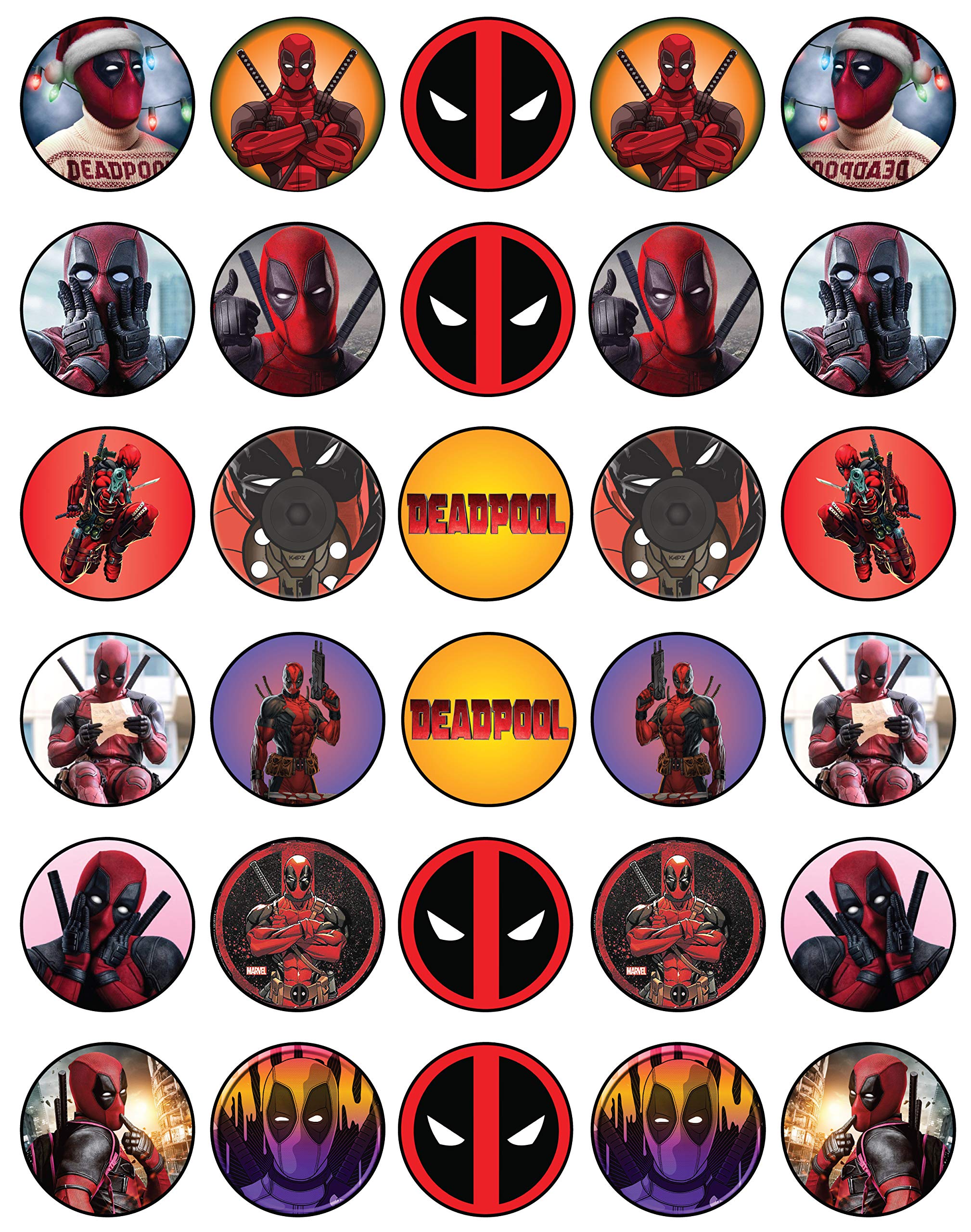 30 X Edible Cupcake Toppers - Red And Black Masked Themed Collection O ...