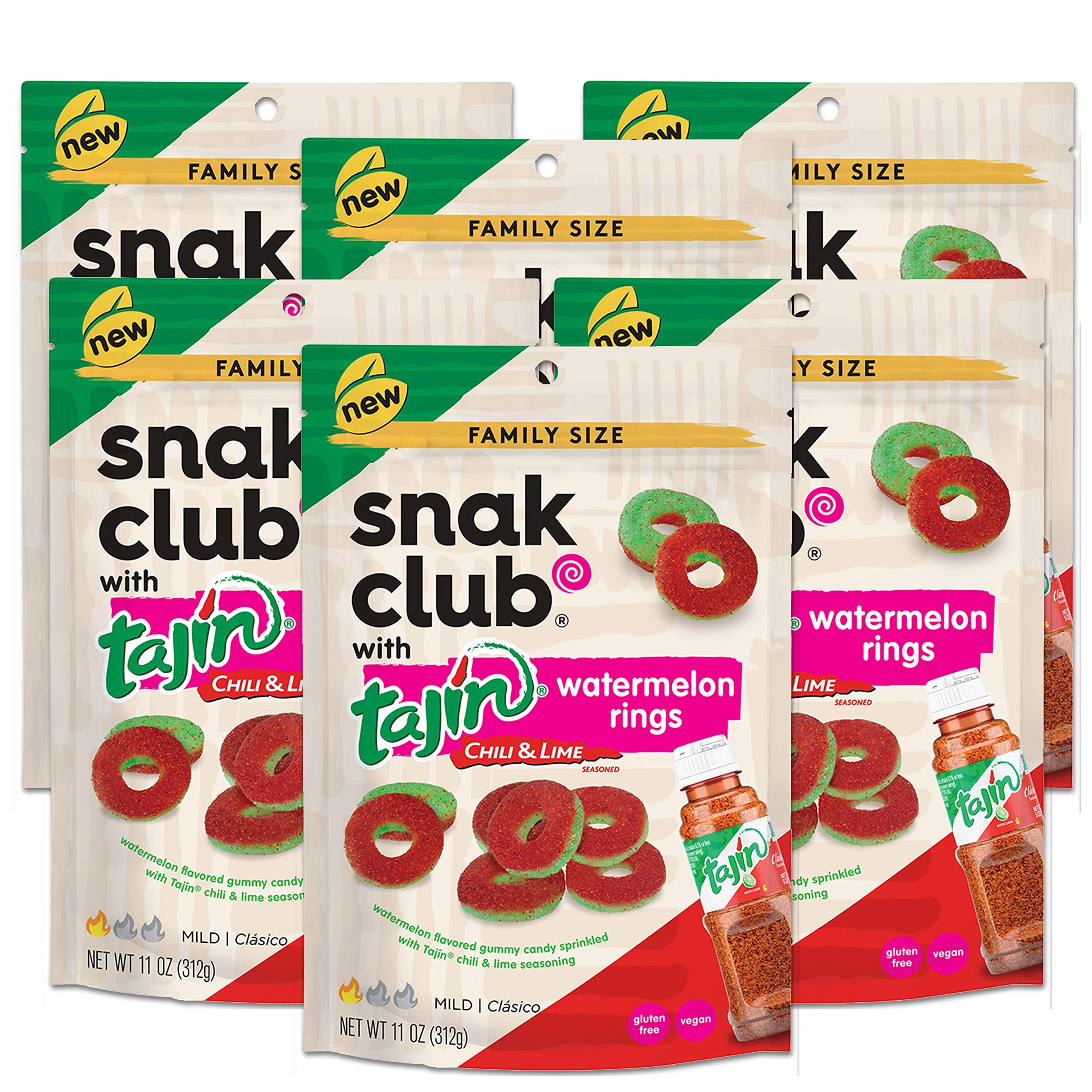 Snak Club Tajin Watermelon Rings, Chili & Lime Sweet Spicy Gummy Snacks ...