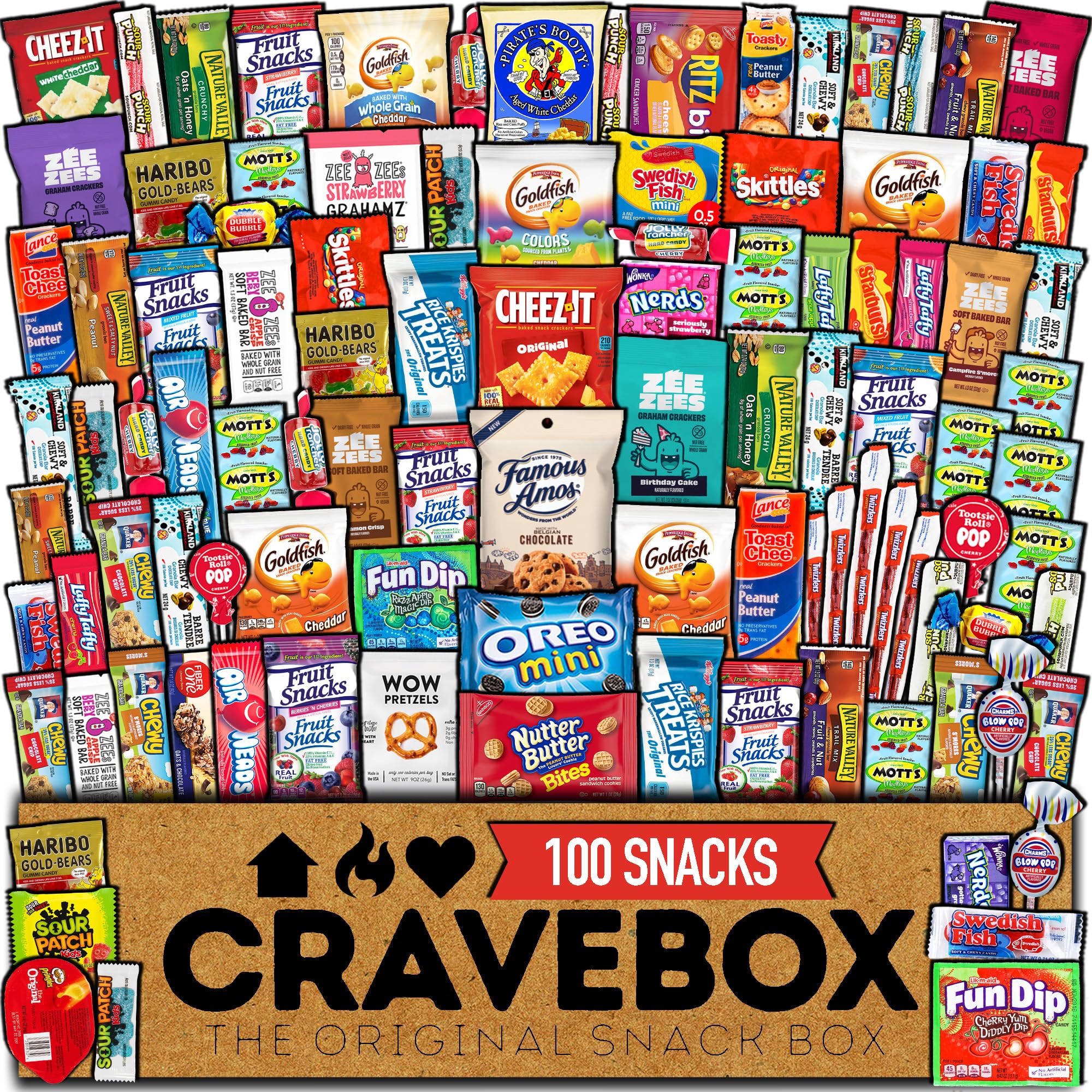 CRAVEBOX Snack Box Variety Pack - 100 Count Care Package Gift Basket f ...